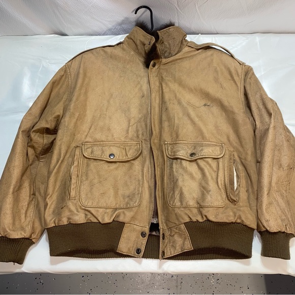 Savage | Jackets & Coats | Vintage Savage Tan Leather Jacket Opossum ...